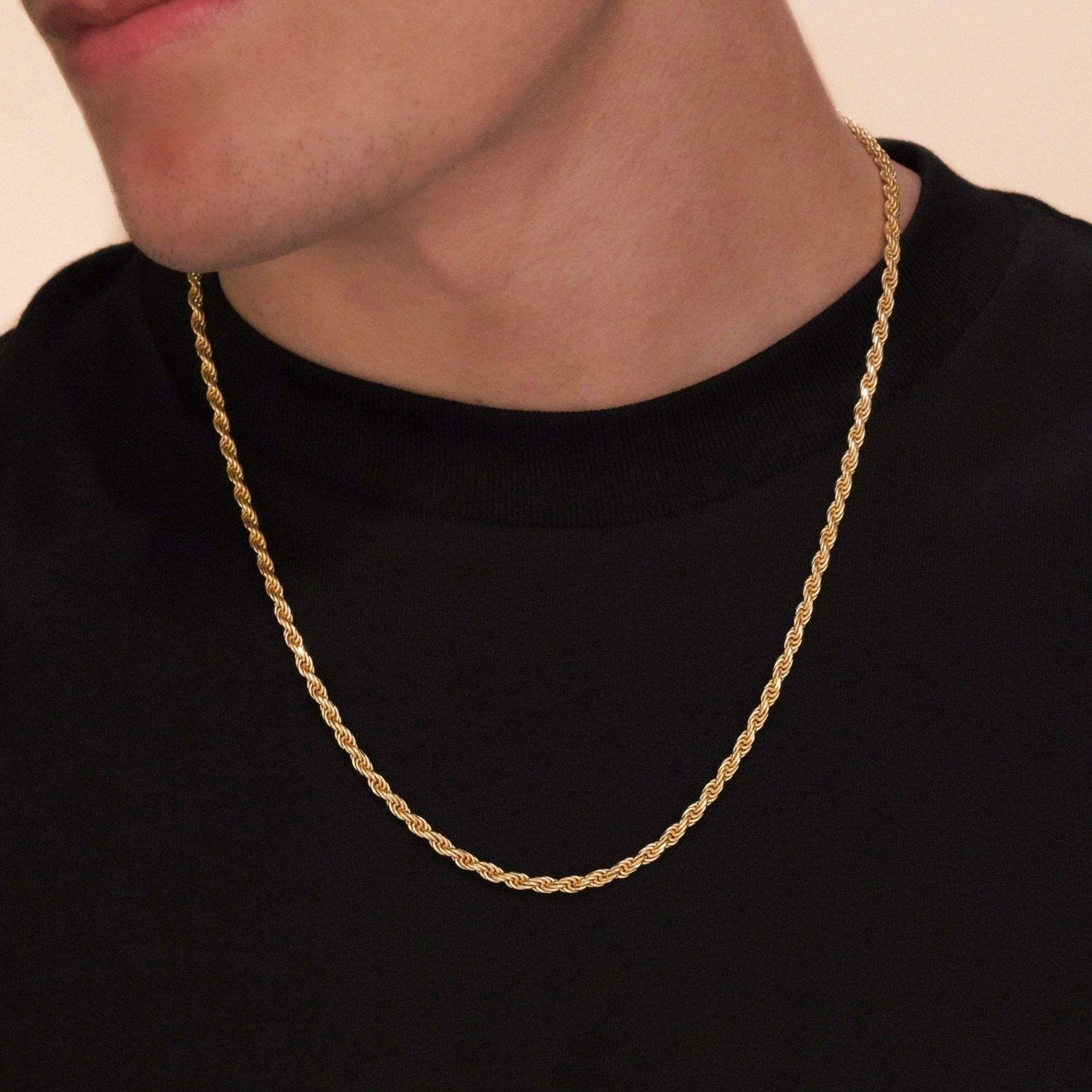 Diamond Cut Rope Chain - 3.5mm - Men's Gold Rope Necklace – CRNCY